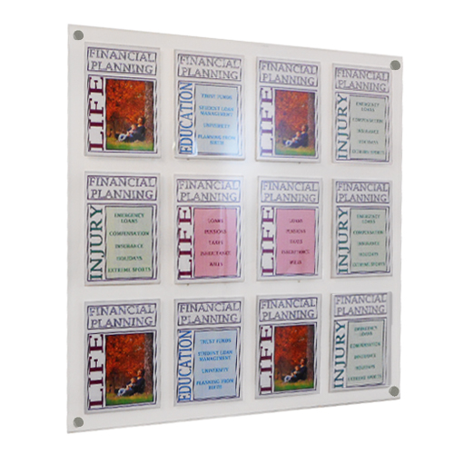 PW12: Wall panels fitted with acrylic poster holders