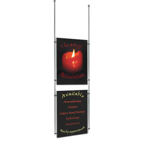 Ceiling wire fix poster holders (suspended pockets)
