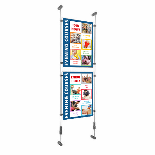 Ceiling wire fix poster holders (suspended pockets)